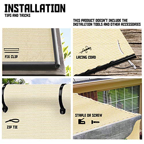 TANG Sunshades Depot 12'x150' Shade Cloth 180 GSM HDPE Beige Fabric Roll Up to 95% Blockage U*V Mesh Net for Outdoor Backyard Garden Plant Barn Greenhouse