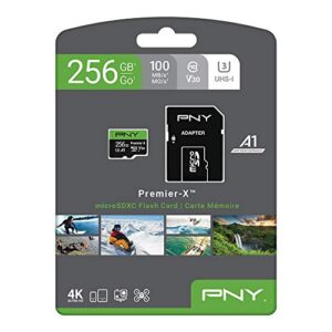 PNY 256GB Premier-X Class 10 U3 V30 microSDXC Flash Memory Card - 100MB/s, Class 10, U3, V30, A1, 4K UHD, Full HD, UHS-I, micro SD