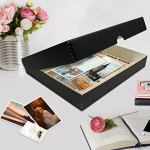 Lineco 9x12 Black Clamshell Archival Folio Storage Box. Removable Lid. Acid-Free with Metal Edge. Protects Picture Longevity, Organize Photos or Documents, Crafts, DIY. (Pack of Two)