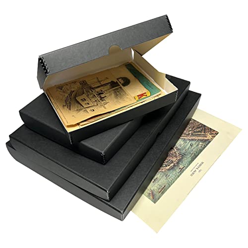 Lineco 9x12 Black Clamshell Archival Folio Storage Box. Removable Lid. Acid-Free with Metal Edge. Protects Picture Longevity, Organize Photos or Documents, Crafts, DIY. (Pack of Two)