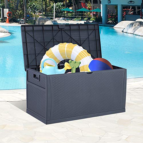 COVERONICS 120 Gallon Patio Stroage Deck Box Waterproof Plastic Outdoor Storage Container for Patio Furniture Cushions,Pool Toys,Garden Tools