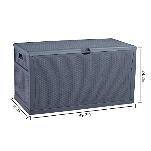 COVERONICS 120 Gallon Patio Stroage Deck Box Waterproof Plastic Outdoor Storage Container for Patio Furniture Cushions,Pool Toys,Garden Tools