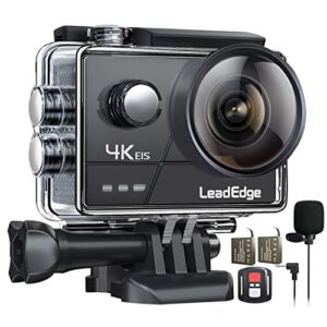 leadedge action camera 4k/30fps 20mp eis anti-shake external mic wifi 2.0 ips hd remote control diving 131ft waterproof helmet underwater cameras…