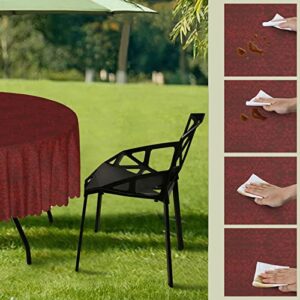 Lirduipu Burgundy Pattern Round Outdoor Tablecloth,Stain-Resistant Non-Slip Outdoor Round Tablecloth with Umbrella Hole and Zipper,for Umbrella Table Patio Garden(52" Round,Burgundy Red)