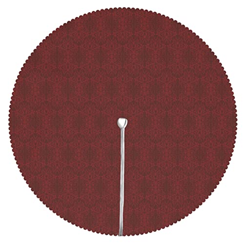 Lirduipu Burgundy Pattern Round Outdoor Tablecloth,Stain-Resistant Non-Slip Outdoor Round Tablecloth with Umbrella Hole and Zipper,for Umbrella Table Patio Garden(52" Round,Burgundy Red)