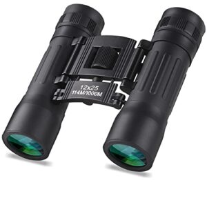 anourney 12×25 compact binoculars, high powered easy focus binoculars, portable large eyepiece binocular for adults kids bird watching,opera concert, travel, hiking, outdoor scenery, football game