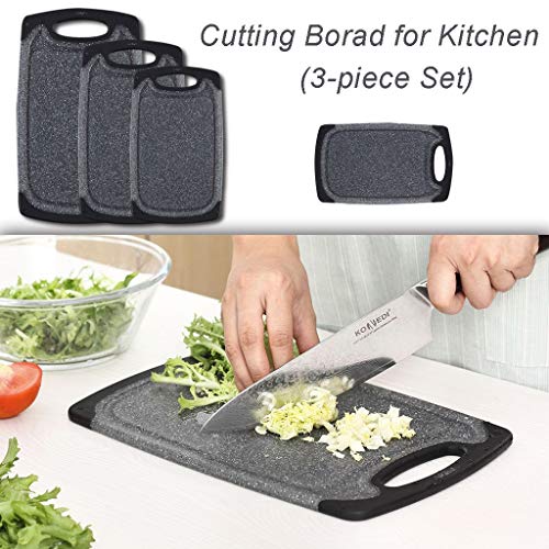 Set) Board PP Hanging Set Kitchen Non-slip(3-piece Black Grooved Cutting Patio & Garden Baby Food Cooker