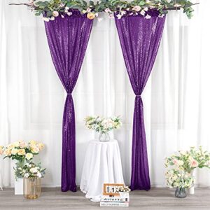 BEDDEB Purple Sequin Backdrop Curtain, 2PCS 2FTx8FT Glitter Backdrop Curtain for Christmas, Birthday, Wedding, Party Decoration