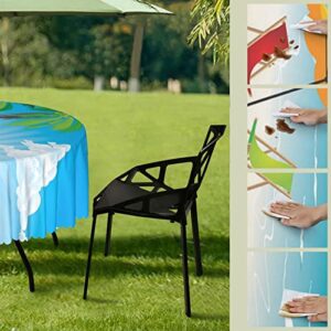 Lirduipu Beach Chair Pattern Round Outdoor Tablecloth,Round Table Cloth Washable Water Resistance Tablecloth with Umbrella Hole Zippered,for Umbrella Table Patio Garden(52" Round,Multicolor)