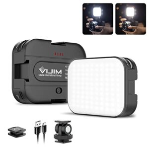 vijim vl100c bi-color led video light on camera,mini rechargeable 2000mah led camera lights,cri95+ dimmable 2500-6500k ultra bright photo and video lighting,led fill lamp…