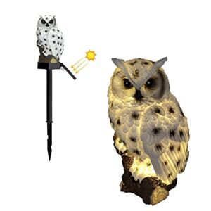 solar garden lawn light,led owl shape waterproof outdoor landscape pathway lamp for yard patio home festival decor(white)