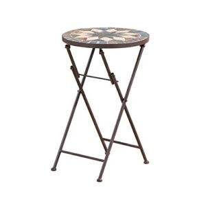 christopher knight home silvester outdoor stone side table with iron frame, beige / black