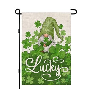 crowned beauty st patricks day garden flag 12×18 inch double sided gnome green shamrocks clovers lucky outside vertical holiday yard decor