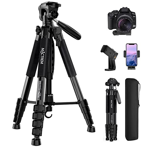 MACTREM 75 Inch Camera Tripod for Sony Canon Nikon, Lightweight Travel Video Aluminum Tripod Stand with Cell Phone Mount for DSLR/SLR