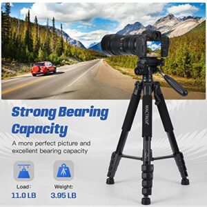 MACTREM 75 Inch Camera Tripod for Sony Canon Nikon, Lightweight Travel Video Aluminum Tripod Stand with Cell Phone Mount for DSLR/SLR