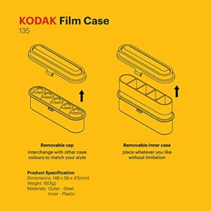 KODAK Film Case - for 5 Rolls of 35mm Films - Compact, Retro Steel Case to Sort and Safeguard Film Rolls (Black) (Film is not Included)