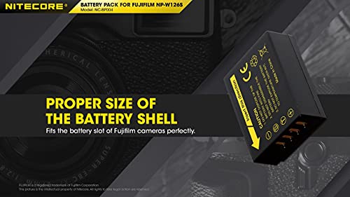 Nitecore NC-BP004 Camera Battery Compatible Fujifilm NP-W126S Compatible with Fujifilm X-Pro3 X-Pro2 X-Pro1 X-T3 X-T2 X-T1 X-T100 X-T10 X-T20 X-T30 X-a7 X-a5 X-a3 X-a2 X-a1