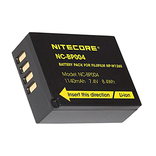 Nitecore NC-BP004 Camera Battery Compatible Fujifilm NP-W126S Compatible with Fujifilm X-Pro3 X-Pro2 X-Pro1 X-T3 X-T2 X-T1 X-T100 X-T10 X-T20 X-T30 X-a7 X-a5 X-a3 X-a2 X-a1