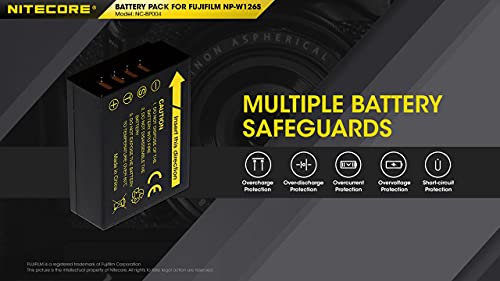 Nitecore NC-BP004 Camera Battery Compatible Fujifilm NP-W126S Compatible with Fujifilm X-Pro3 X-Pro2 X-Pro1 X-T3 X-T2 X-T1 X-T100 X-T10 X-T20 X-T30 X-a7 X-a5 X-a3 X-a2 X-a1