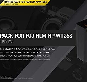 Nitecore NC-BP004 Camera Battery Compatible Fujifilm NP-W126S Compatible with Fujifilm X-Pro3 X-Pro2 X-Pro1 X-T3 X-T2 X-T1 X-T100 X-T10 X-T20 X-T30 X-a7 X-a5 X-a3 X-a2 X-a1