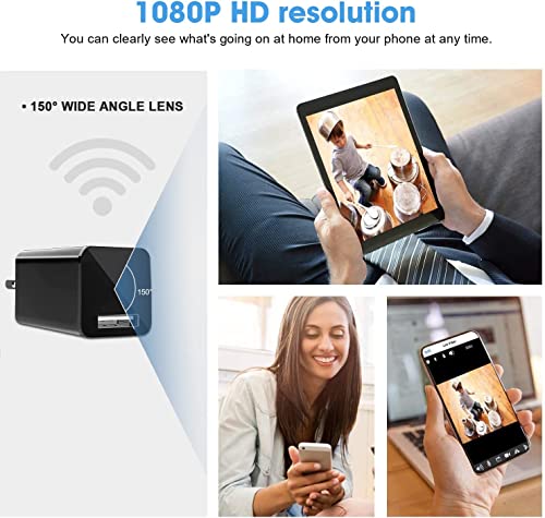 Hidden Camera Charger Spy Camera Hidden Cameras HD 1080P Wireless Mini Spy Camera with WiFi Night Vision and Motion Detection Small Camera for Home Security Nanny Cam