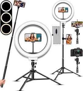 selfie ring light, led light ring with stand, circle light for makeup/live stream, desktop camera led ringlight with tripod and phone holder ring lights for photography/youtube/video recording/vlogs