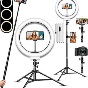 Selfie Ring Light, LED Light Ring with Stand, Circle Light for Makeup/Live Stream, Desktop Camera LED Ringlight with Tripod and Phone Holder Ring Lights for Photography/YouTube/Video Recording/Vlogs