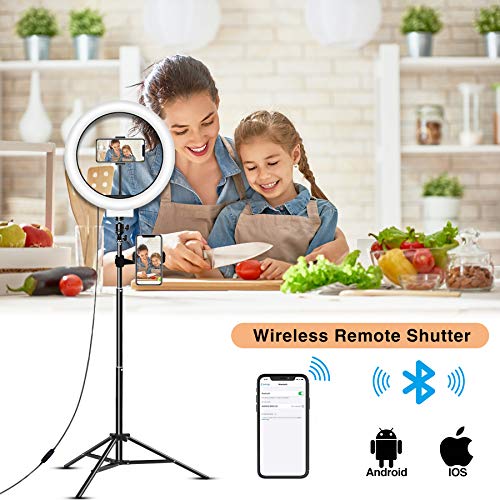 Selfie Ring Light, LED Light Ring with Stand, Circle Light for Makeup/Live Stream, Desktop Camera LED Ringlight with Tripod and Phone Holder Ring Lights for Photography/YouTube/Video Recording/Vlogs