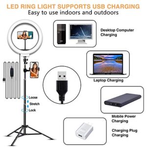 Selfie Ring Light, LED Light Ring with Stand, Circle Light for Makeup/Live Stream, Desktop Camera LED Ringlight with Tripod and Phone Holder Ring Lights for Photography/YouTube/Video Recording/Vlogs