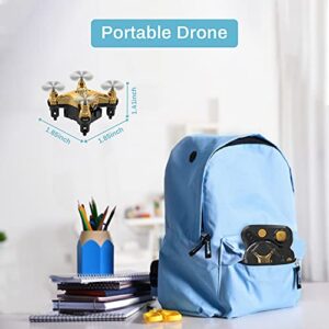 Holyton HT02 Golden Mini Drone for Adult Beginners and Kids, Portable RC Quadcopter with Auto Hovering, 3D Flip, 3 Speed Modes, Headless Mode and 3 Batteries, Emergency Stop, Gift for Boys Girls