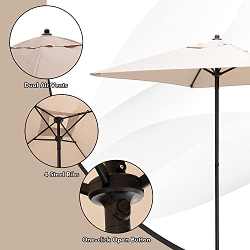 TANGKULA 5 FT Patio Umbrella, Outdoor Table Market Umbrella with Quick-Release Button, 4 Sturdy Ribs, Fade Resistant & Waterproof Canopy, Sun-protective Patio Umbrella for Garden, Poolside, Backyard