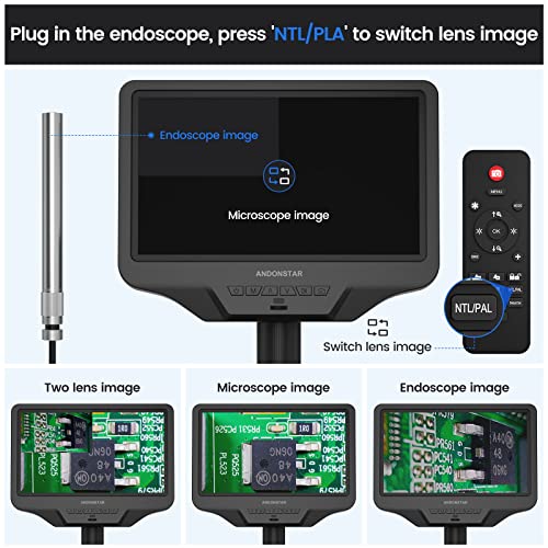 Andonstar AD409 Pro HDMI Digital Microscope with Endoscope, 10.1 inch LCD Screen Soldering Microscope, 300X USB Electronic Microscope Camera for PCB Soldering, Supports Windows PC