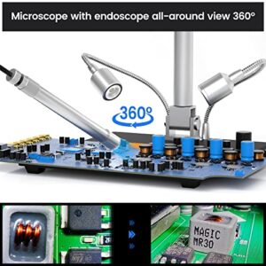 Andonstar AD409 Pro HDMI Digital Microscope with Endoscope, 10.1 inch LCD Screen Soldering Microscope, 300X USB Electronic Microscope Camera for PCB Soldering, Supports Windows PC