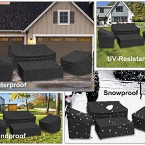 MaWGcowerd Patio Furniture Cover-420D Oxford Cloth Sofa Table Chair Waterproof Cover, 4 Piece Set of Outdoor Garden Patio Furniture Waterproof Dustproof Sunscreen Cover