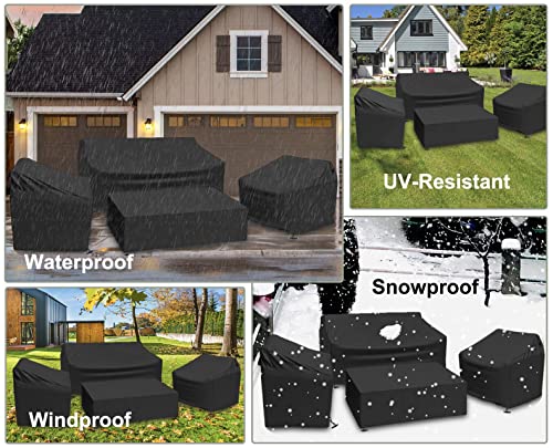 MaWGcowerd Patio Furniture Cover-420D Oxford Cloth Sofa Table Chair Waterproof Cover, 4 Piece Set of Outdoor Garden Patio Furniture Waterproof Dustproof Sunscreen Cover