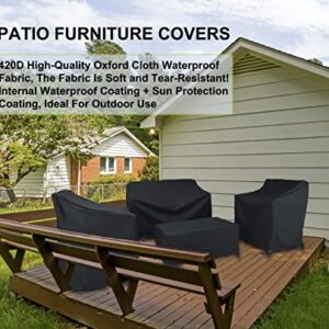 MaWGcowerd Patio Furniture Cover-420D Oxford Cloth Sofa Table Chair Waterproof Cover, 4 Piece Set of Outdoor Garden Patio Furniture Waterproof Dustproof Sunscreen Cover