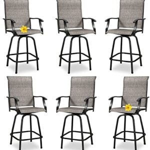 Kerrogee Patio Swivel Bar Stools, All-Weather Adapt Outdoor High Bistro Stools, Garden Furniture Bar Dining Chair, Height Chairs (6)