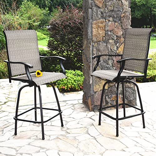 Kerrogee Patio Swivel Bar Stools, All-Weather Adapt Outdoor High Bistro Stools, Garden Furniture Bar Dining Chair, Height Chairs (6)