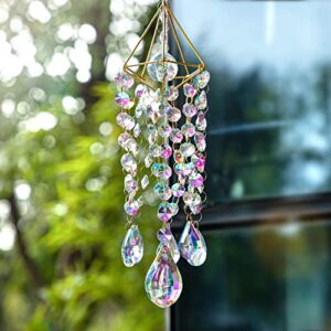 Crystal Suncatchers Hanging Wind Chime Style Garden Suncatcher Rainbow Maker Handmade Gold Plated Suncatcher