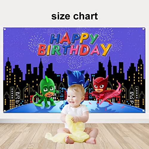 Bnuwue Mask Superhero Party Backdrop - 5x3ft Super City Birthday Backdrop Fireworks Cityscape Mask Party Supplies Backdrop for Baby Shower, Photo Booth Props