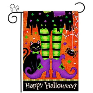 halloween garden flag 12×18 inch rustic black farmhouse decor for seasonal holiday yard (halloween flag 12″x18″ c)