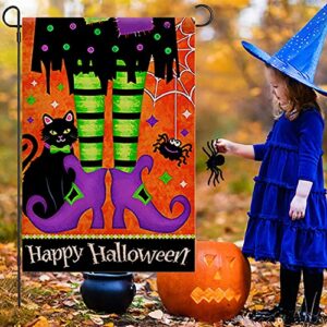 Halloween Garden Flag 12×18 Inch Rustic Black Farmhouse Decor for Seasonal Holiday Yard (Halloween Flag 12"X18" C)