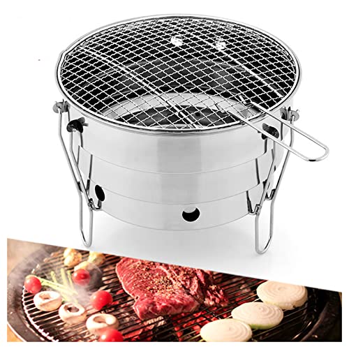 Outdoor Portable Barbecues Steel Barbecue Grill Foldable Portable Stainless Steel Even Heat Sunken Charcoal Trough Charcoal Grill Backyard Patio Garden Picnic