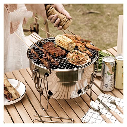 Outdoor Portable Barbecues Steel Barbecue Grill Foldable Portable Stainless Steel Even Heat Sunken Charcoal Trough Charcoal Grill Backyard Patio Garden Picnic