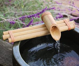 bamboo accents water fountain with pump, indoor/outdoor fountain, 12” wide three-arm style base, smooth split-resistant bamboo to create your own zen fountain (container not included)