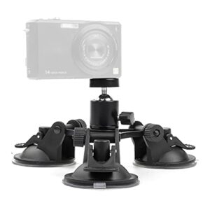 EZESO ESSENTIAL SKINCARE Camera Mount for Car - Camera Suction Mount - Car Mount Triple Suction Cup Mount with 1/4 Threaded Head 360 Degree Tripod Ball Head