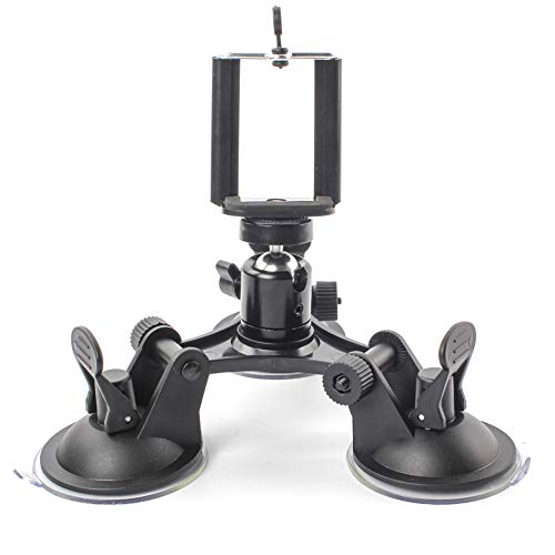 EZESO ESSENTIAL SKINCARE Camera Mount for Car - Camera Suction Mount - Car Mount Triple Suction Cup Mount with 1/4 Threaded Head 360 Degree Tripod Ball Head