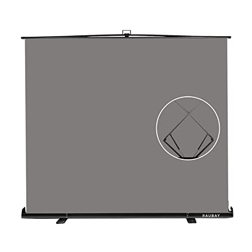 【Retractable Screen】 RAUBAY 78.7in x 74.8in Large Collapsible Grey Backdrop Portable Retractable Panel Photo Gray Background with Stand for Video Conference, Photographic Studio, Streaming