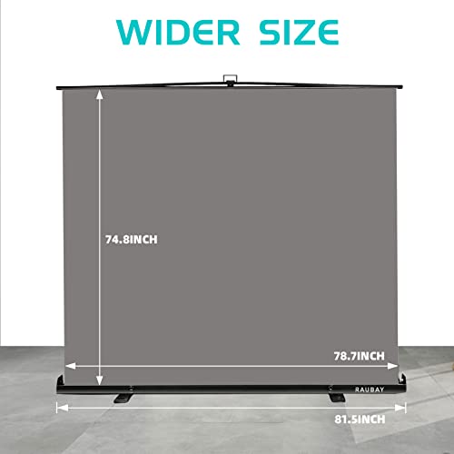 【Retractable Screen】 RAUBAY 78.7in x 74.8in Large Collapsible Grey Backdrop Portable Retractable Panel Photo Gray Background with Stand for Video Conference, Photographic Studio, Streaming