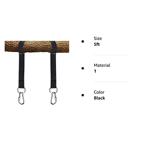 Tree Swing Hanging Straps Kit Holds 2000 lbs,5ft Extra Long Straps Strap with Safer Lock Snap Carabiner Hooks Perfect for Tree Swing & Hammocks, Perfect for Swings,Carry Pouch Easy Fast Installation